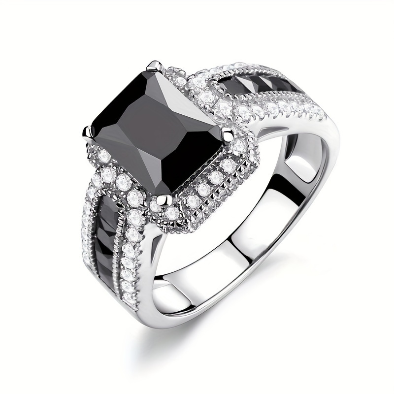 New Copper Ring Men's Fashion Personality Inlaid Black Cubic - Temu ...