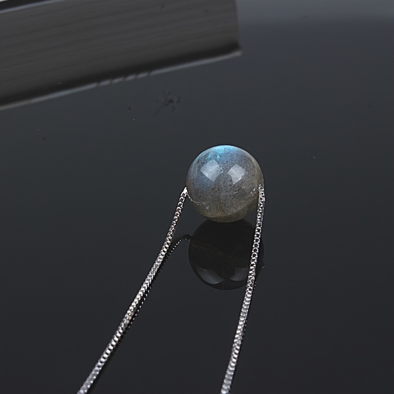925 Silver Natural Crystal Round Ball Pendant Chain Necklace - Temu ...