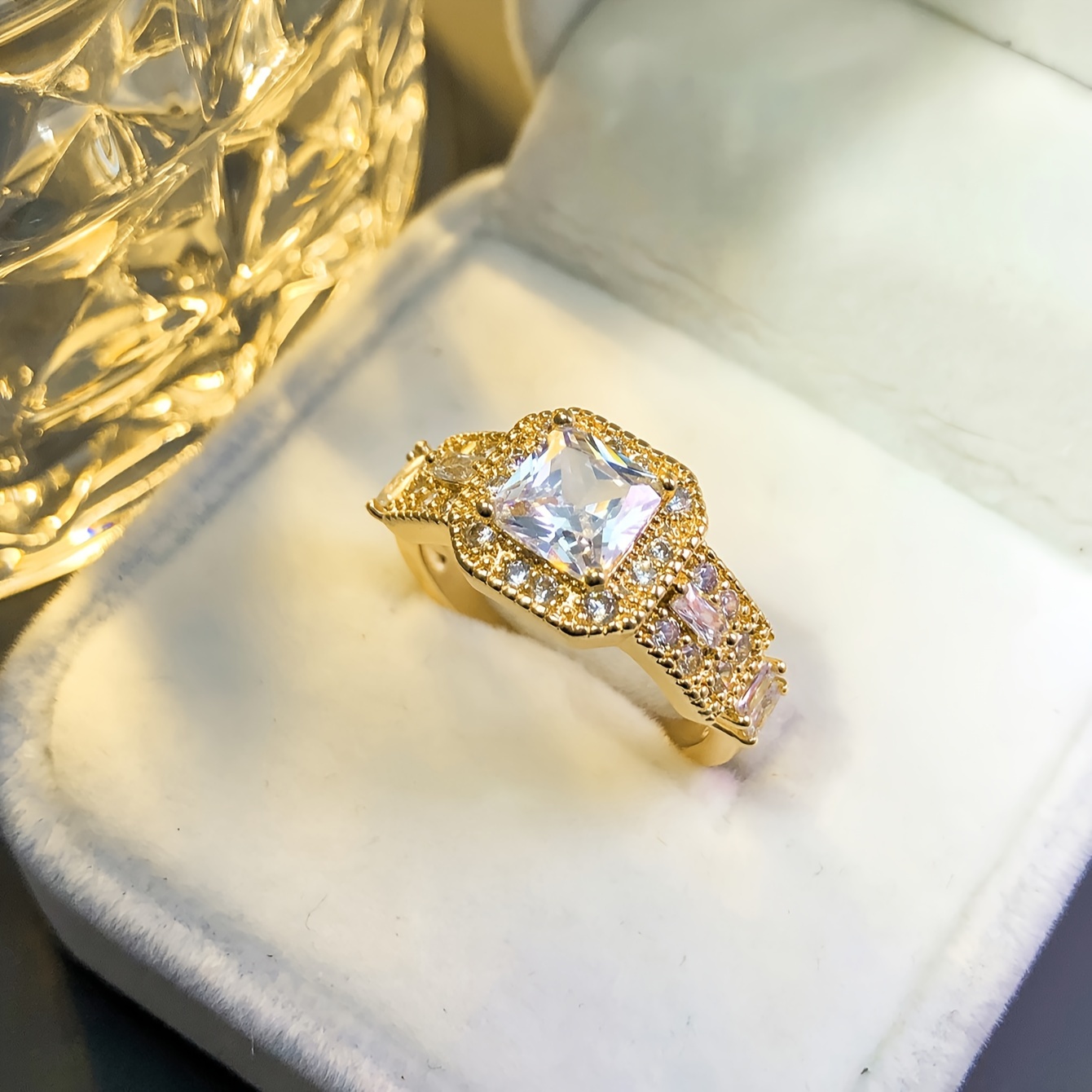 Womens Personality Luxury Square Zircon Ring Wedding - Temu Canada