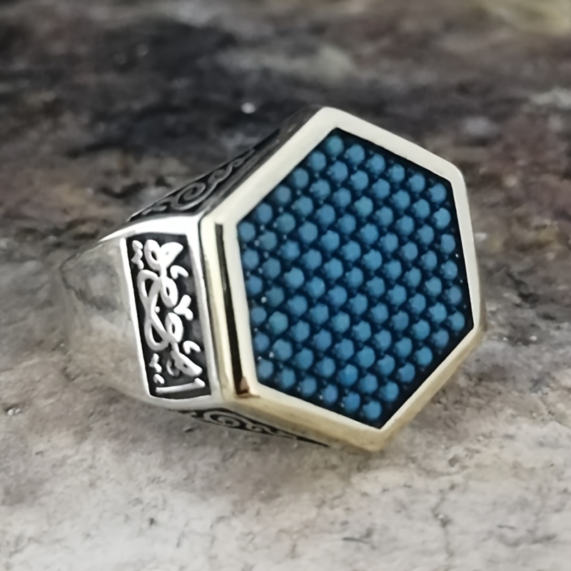 Retro Men's Ring Bohemian Style Polygonal Personality Ring - Temu ...