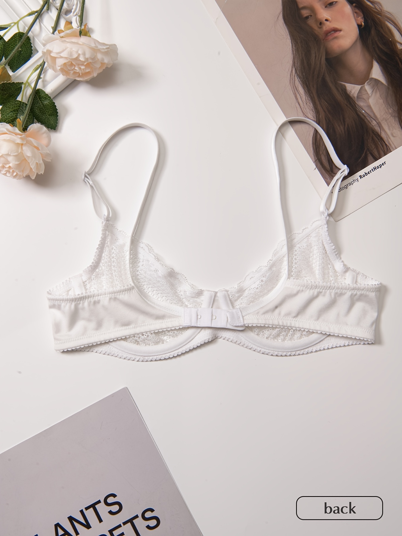 Sheer Lace Lingerie Set Comfortable Elastic Underwire Bra - Temu