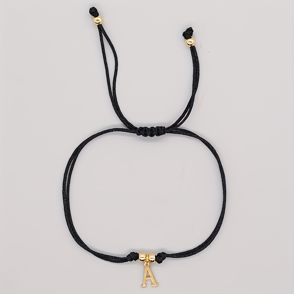 Golden A z Letter Pendant Black Hand Rope Minimalist - Temu United Kingdom