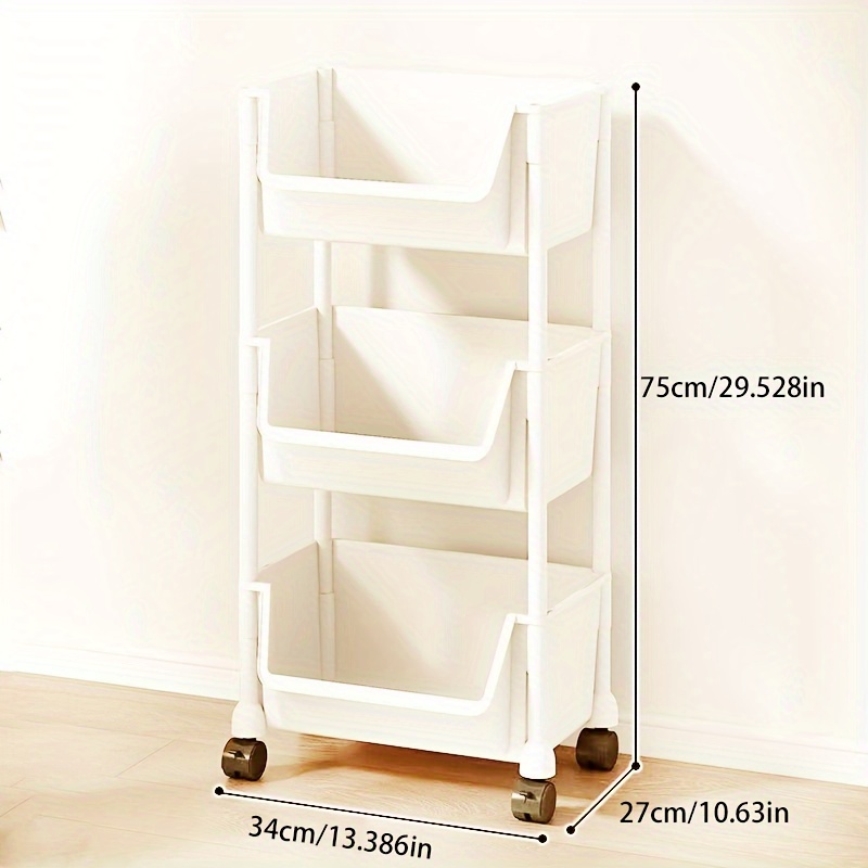 3 layer Storage Rack Wheels Dormitory Movable Multi layer - Temu