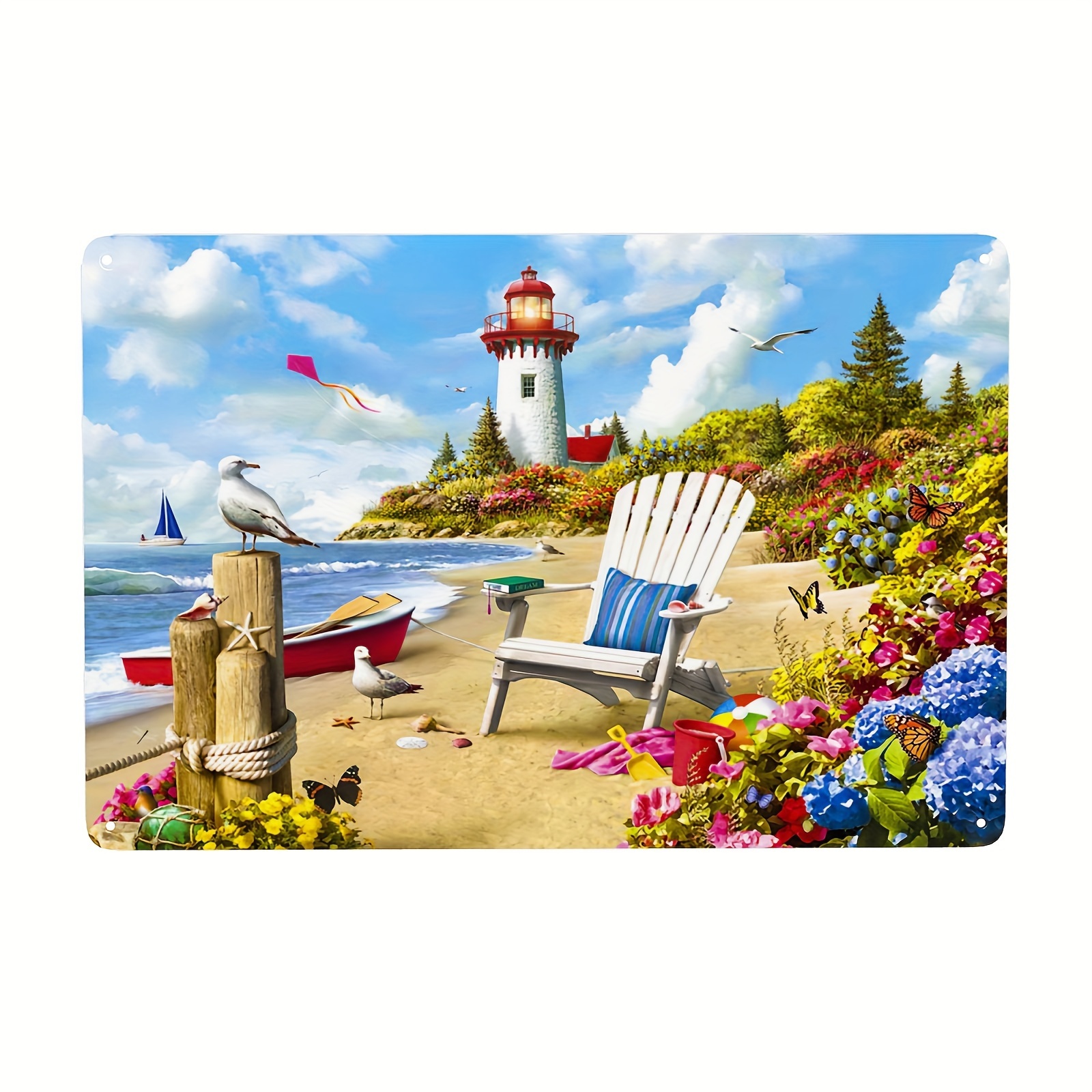 Beach Lighthouse Landscape Metal Aluminum Signs Vintage - Temu Canada