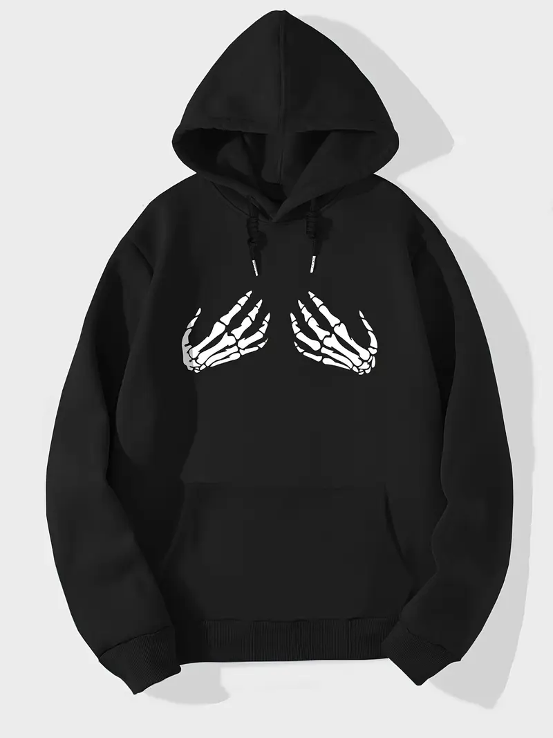 Mens Skeleton Print Hoodies Long Sleeve Hooded Sweatshirt Top Mens