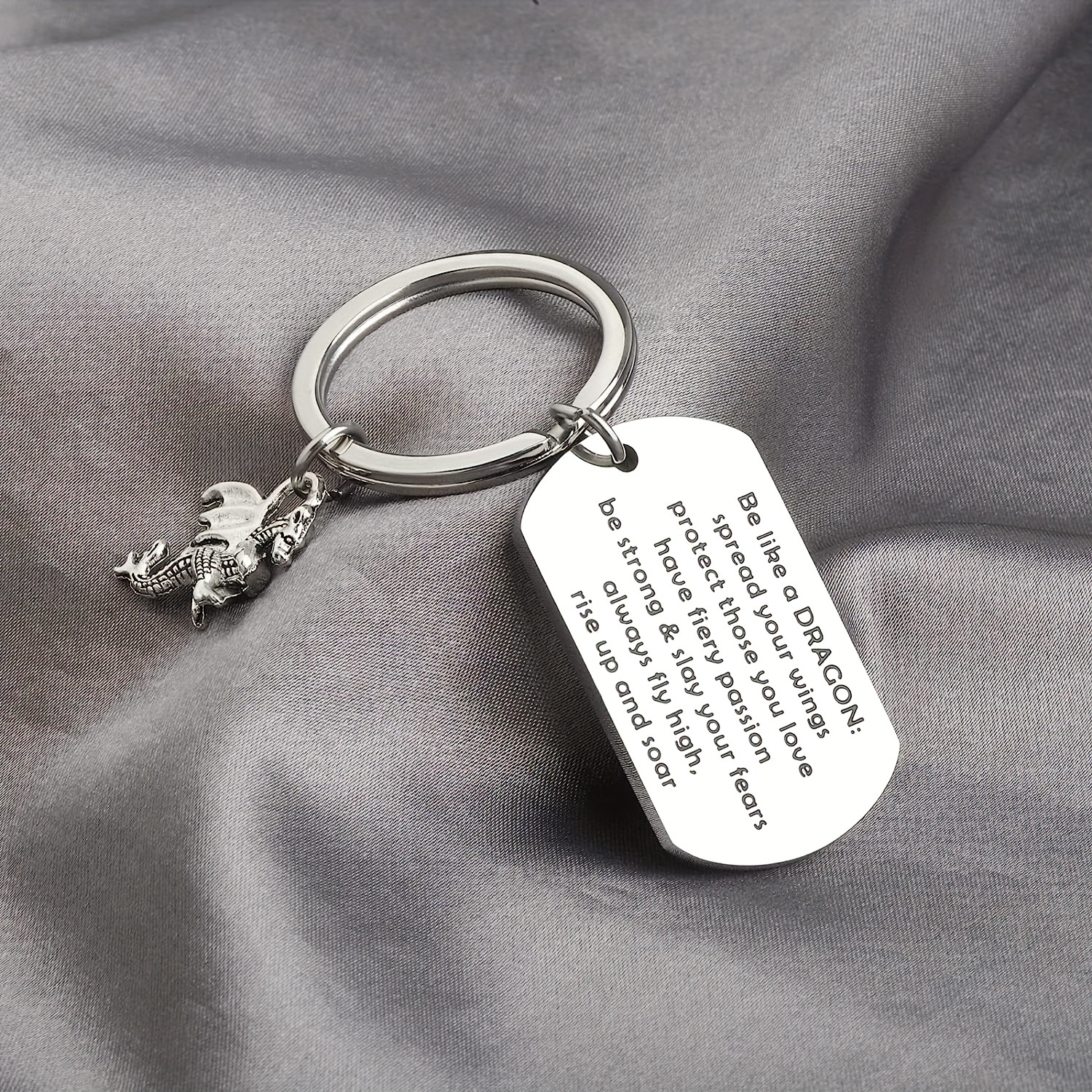 1pc Stainless Steel Inscription Inspirational Pendant Keychain For Men ...