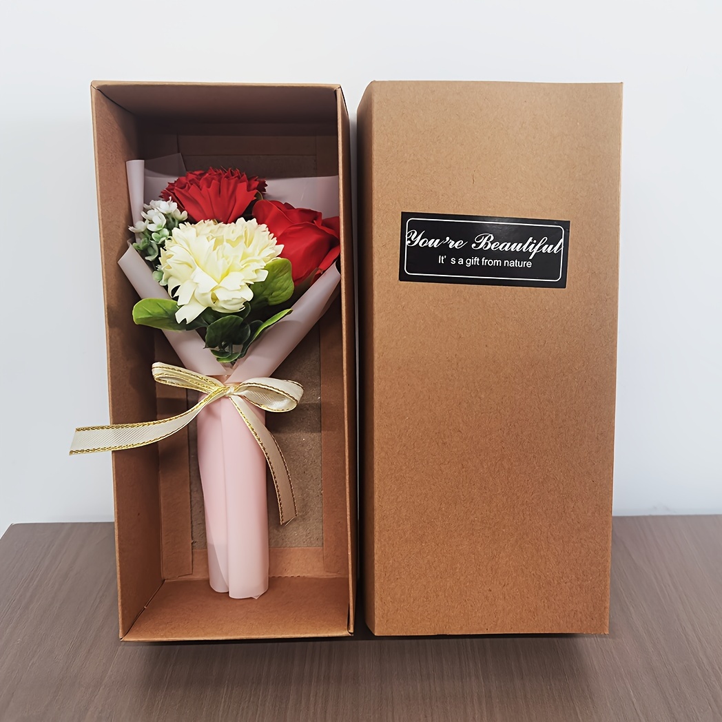 1box Artificial Rose Flower Gift Box Small Bouquet Gift Valentines Day ...