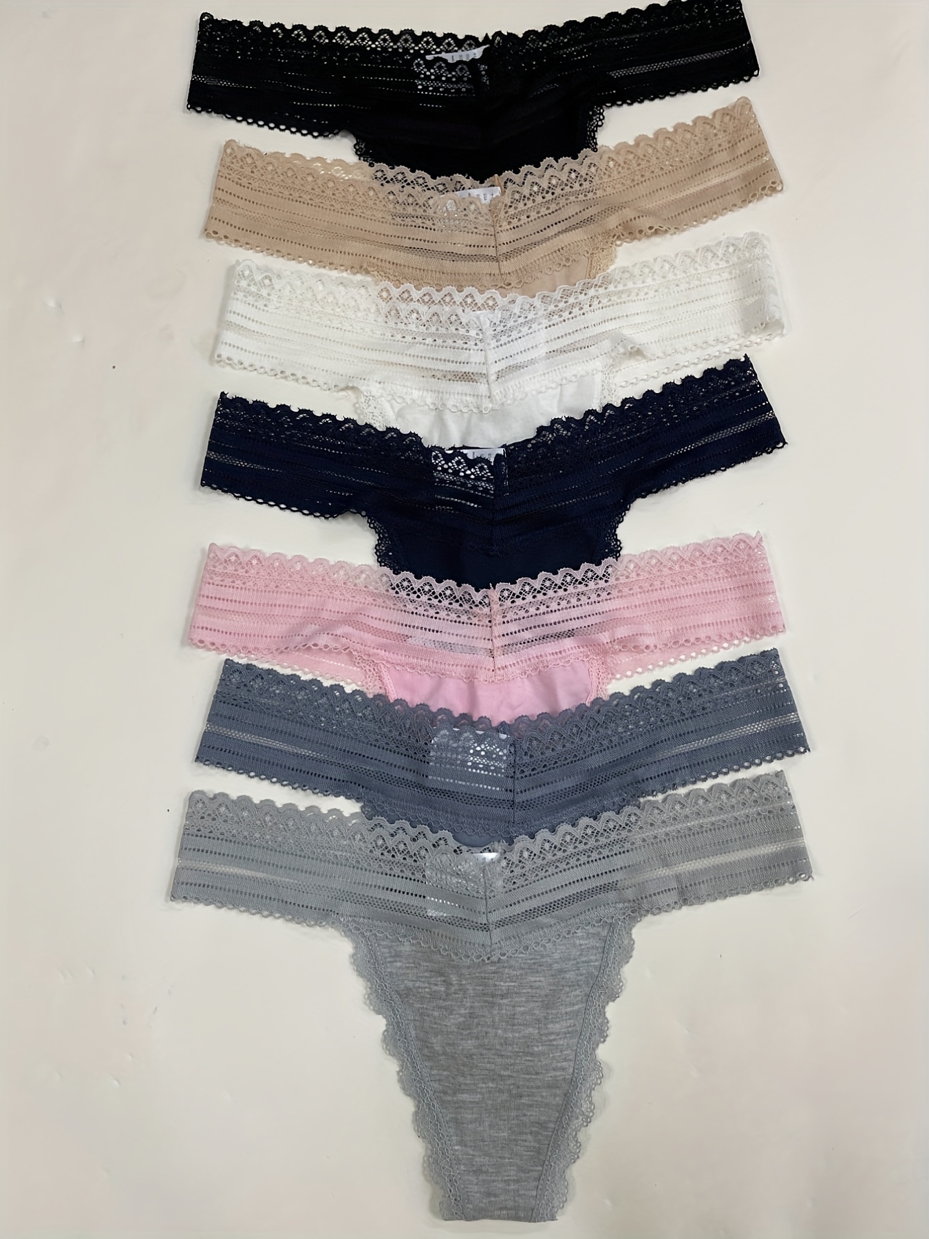 7 Piezas Tangas Encaje Floral Bragas Íntimas Ribete - Temu Mexico