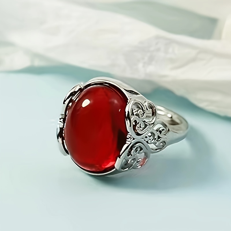 Fashion Inlaid Red/green Synthetic Gemstone Crown Ring - Temu Ireland