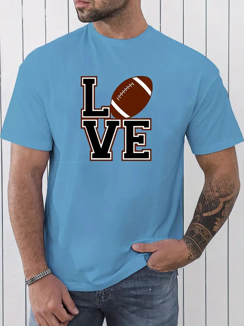 Crew Neck Love Football Print Men's Fashionable Summer Short - Temu Ireland Crew Neck Love Football Print Men's Fashionable Summer Short - Temu Ireland