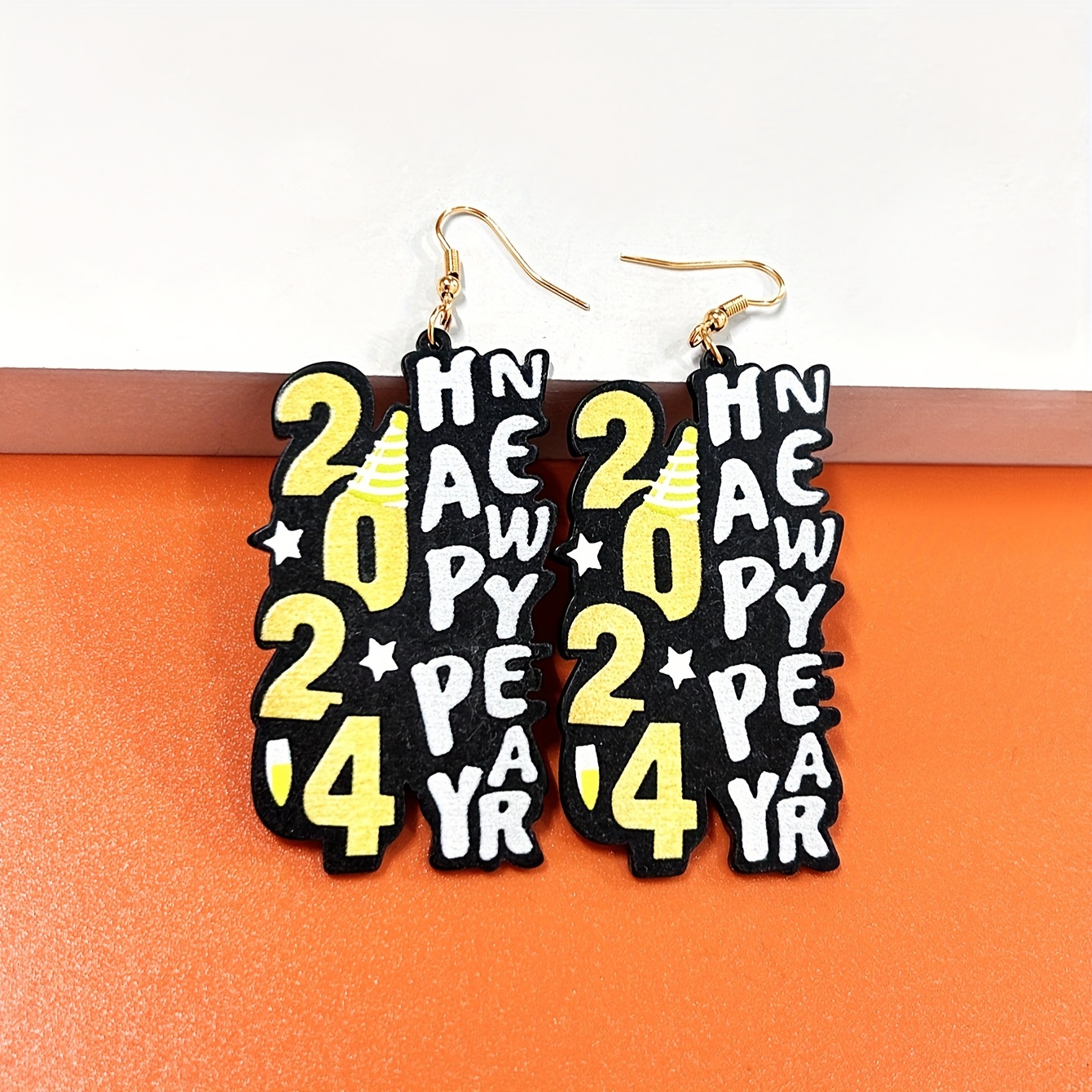 2024 Happy New Year Dangle Earrings Hip Hop Party Style - Temu United ...