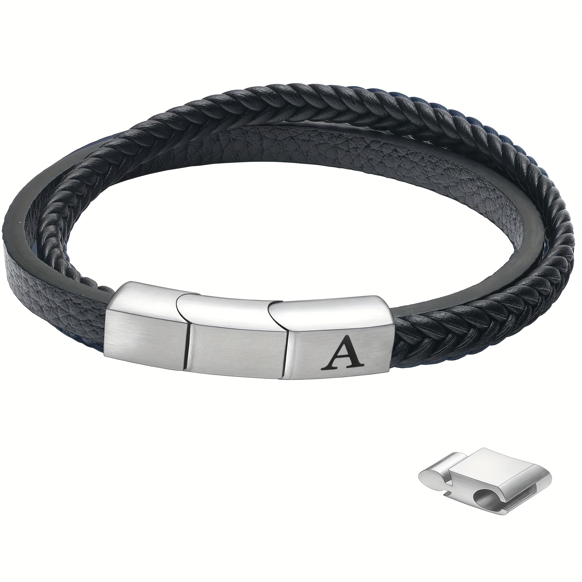 Men's Double layer Braided Leather Bracelet Adjustable - Temu United ...