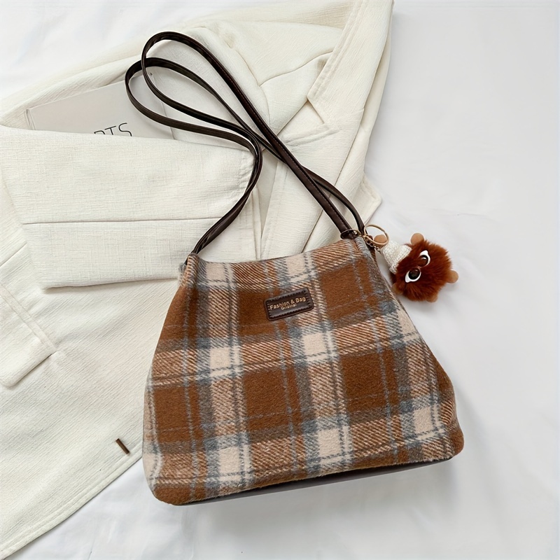 Retro Classic Plaid Pattern Shoulder Bag match Textured - Temu United ...