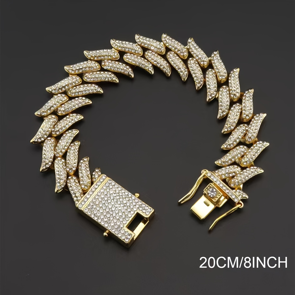 Men's Rhinestone Decor Chain Bracelet - Temu United Kingdom
