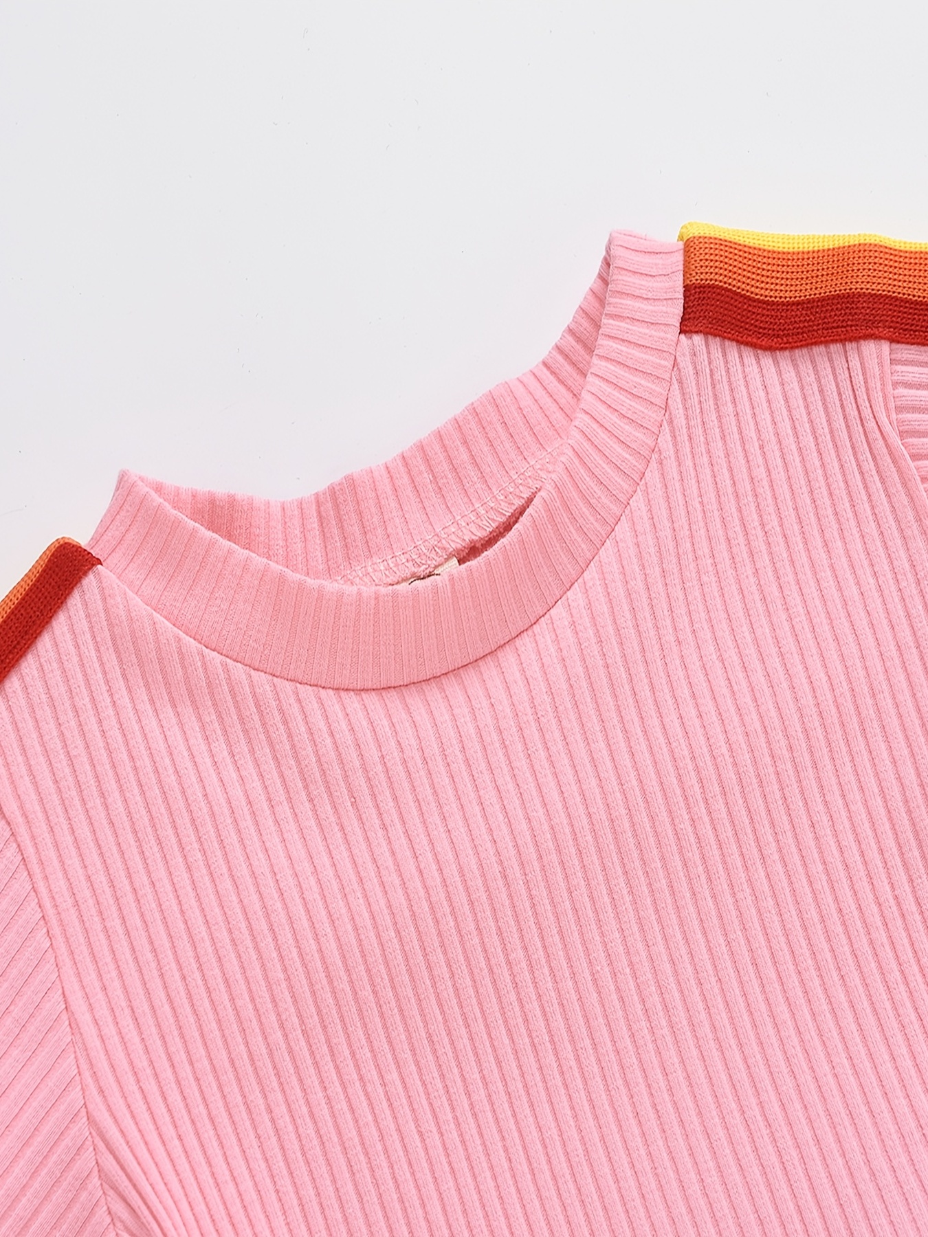 Baby Girls Casual Cute Ribbed Rainbow Striped Top & Hip Skirt Set For ...