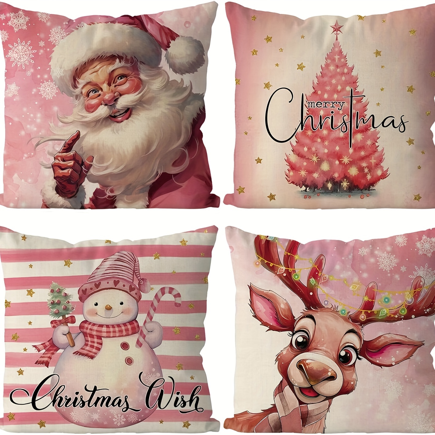 Christmas Throw Pillow Covers Santa Claus Printed Throw - Temu Philippines