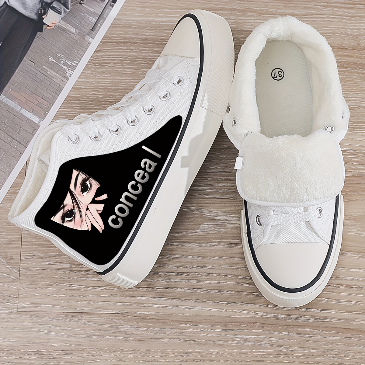 Letter Print Shoes Women s Cartoon Warm Lined Platform Soft - Temu ...