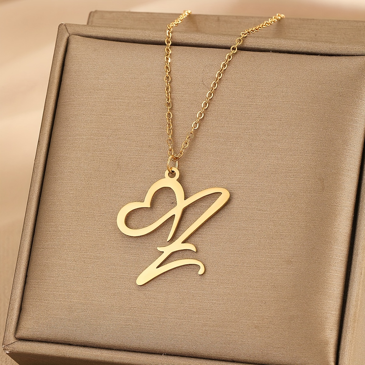 Stainless Steel Heart Initial Necklace Men Initial Letter - Temu United ...