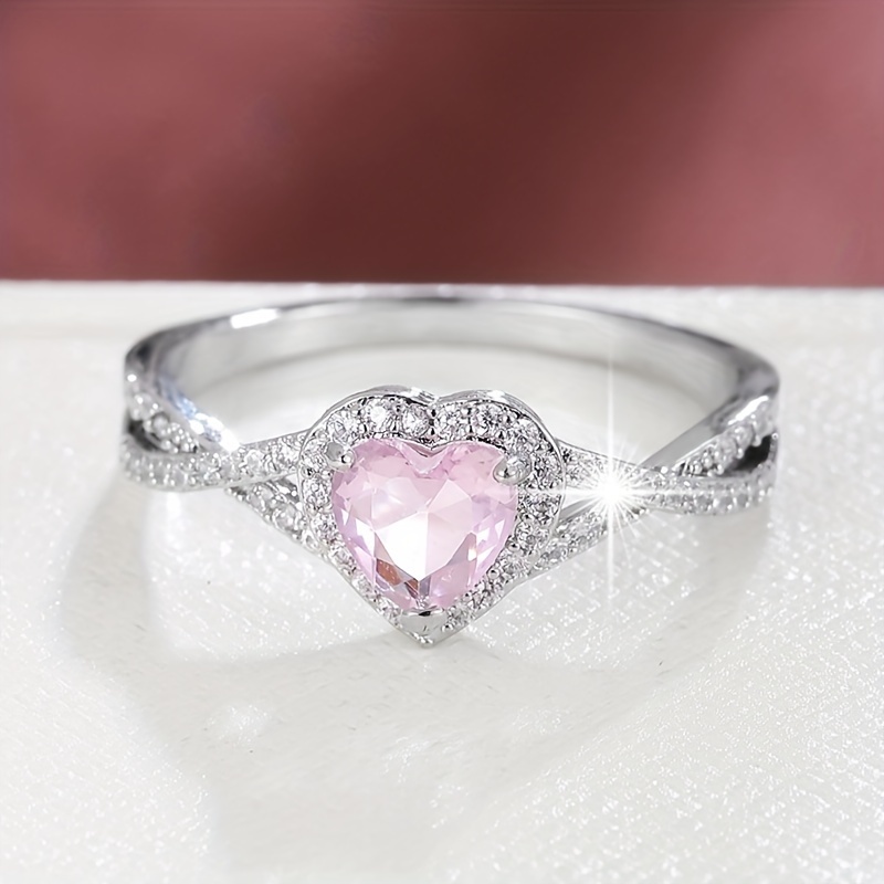 Chic Ring Inlaid Shining Zirconia In Heart Design Multi - Temu United ...