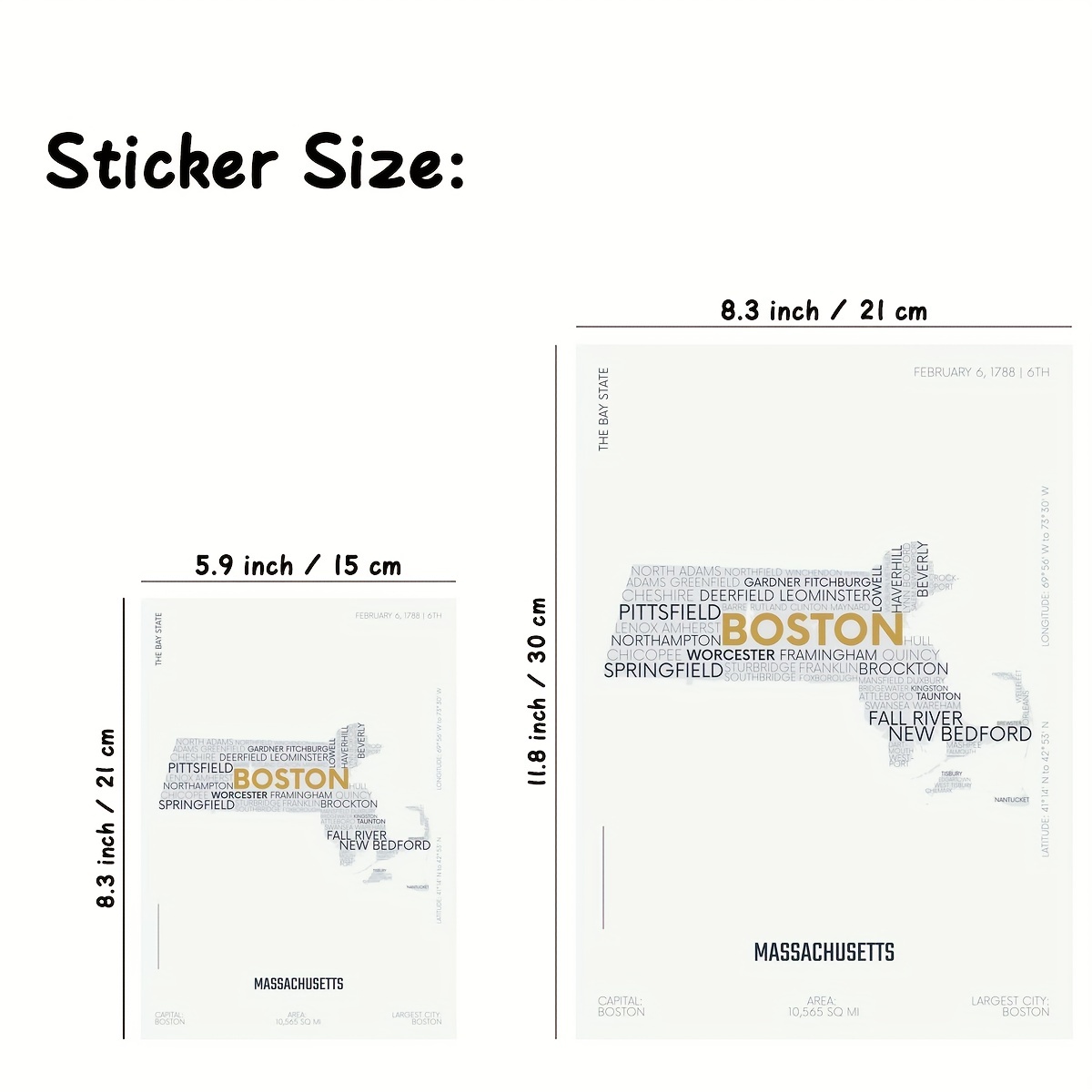 Massachusetts State Letter Map Sticker Gifts Children Modern - Temu ...