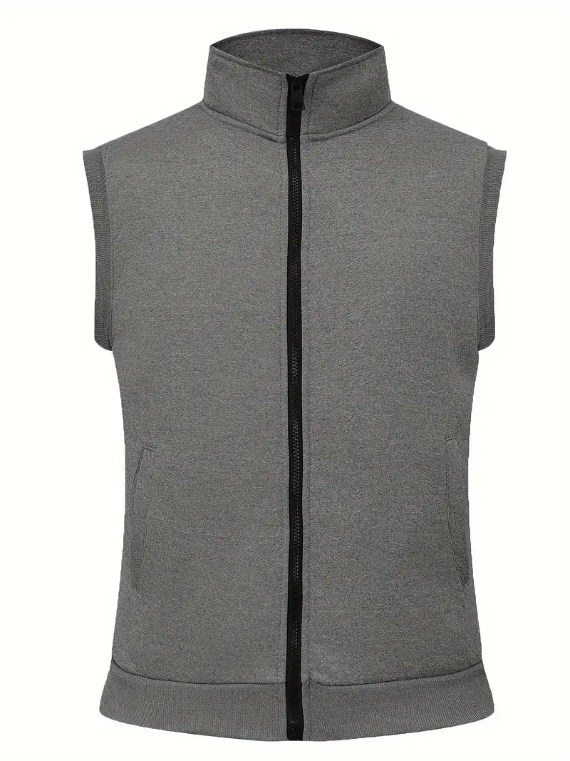 Mens Stand Collar Sleeveless Sports Zipper Knitted Vest Temu Denmark