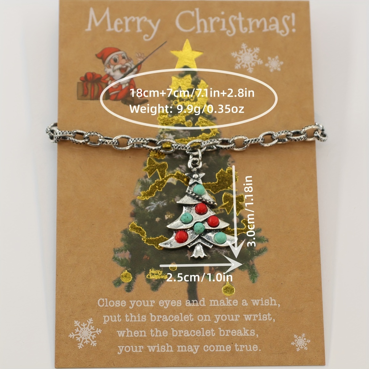 Christmas Tree Bell Etc Pendant Thin Chain Bracelet Boho - Temu United ...