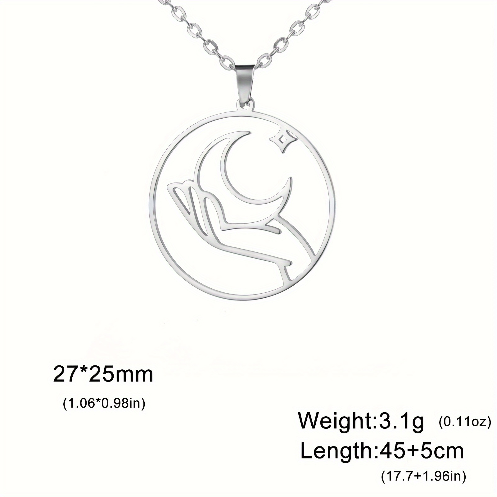 Hollow Moon Pendant Necklace Adjustable Stainless Steel Neck - Temu ...