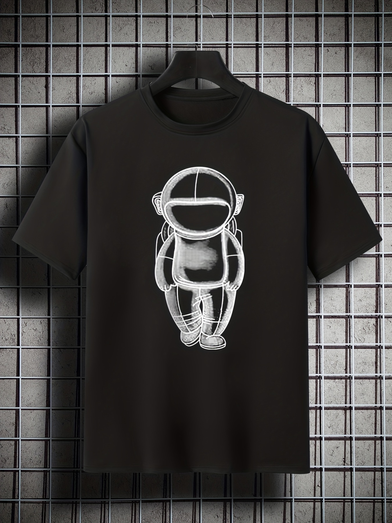 Mens Casual Astronaut Print Short Sleeve Crew Neck T Temu Ireland