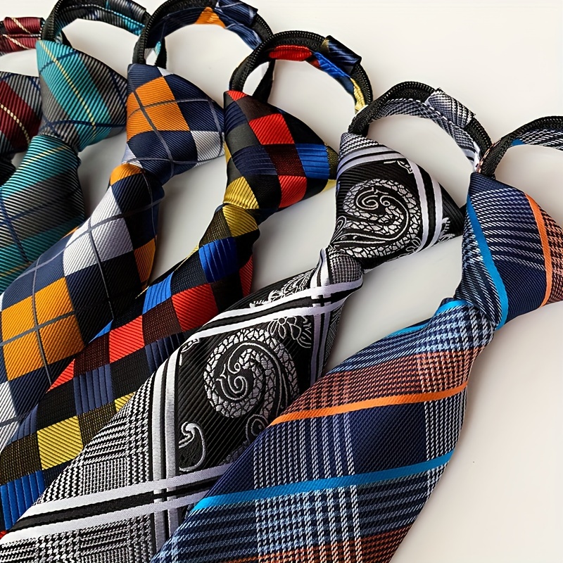 Fashion Jacquard Polyester Mens Zipper Tie Easy Pull Tie - Jewelry ...