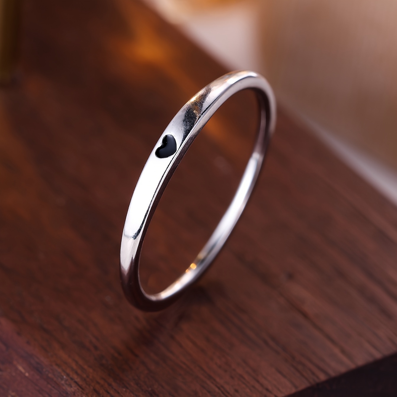 925 Sterling Silver Ring Simple Heart Design Suitable Men - Temu United ...