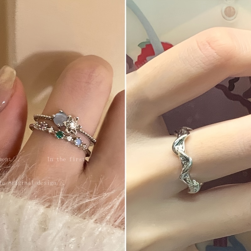 Vintage Open Rings Dainty Flower Heart Design Multi - Temu United Kingdom