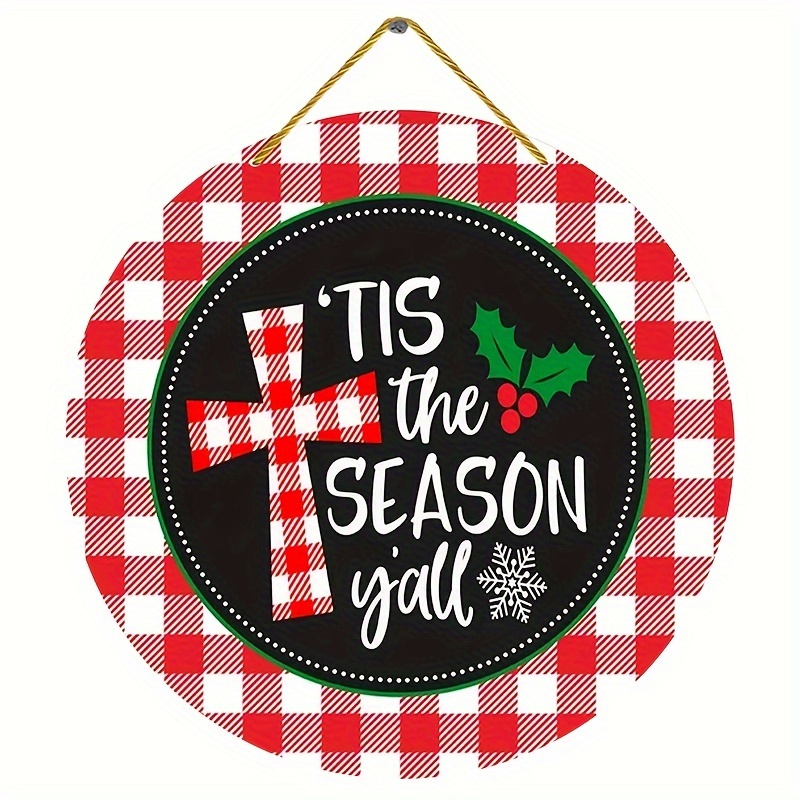 Christmas Round Acrylic Wreath Sign Decorative Painting - Temu Australia