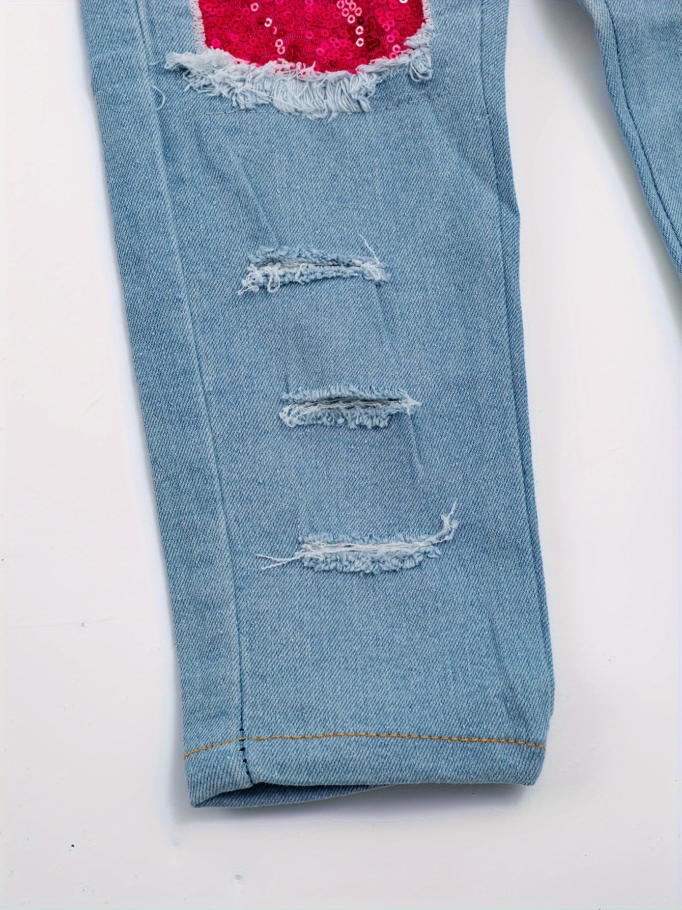 crew neck tassel hem + ripped jeans set kids clothes - Temu Australia