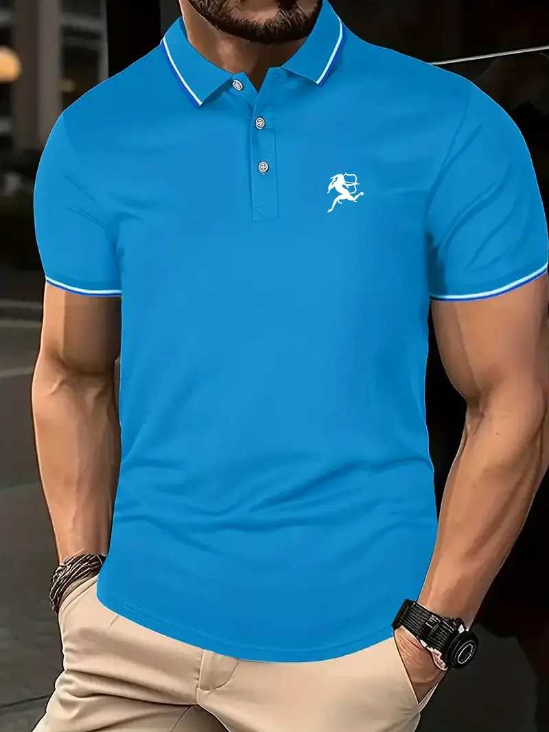 Trendy Pattern Golf Polo Shirt Breathable Regular Fit Men S Temu New