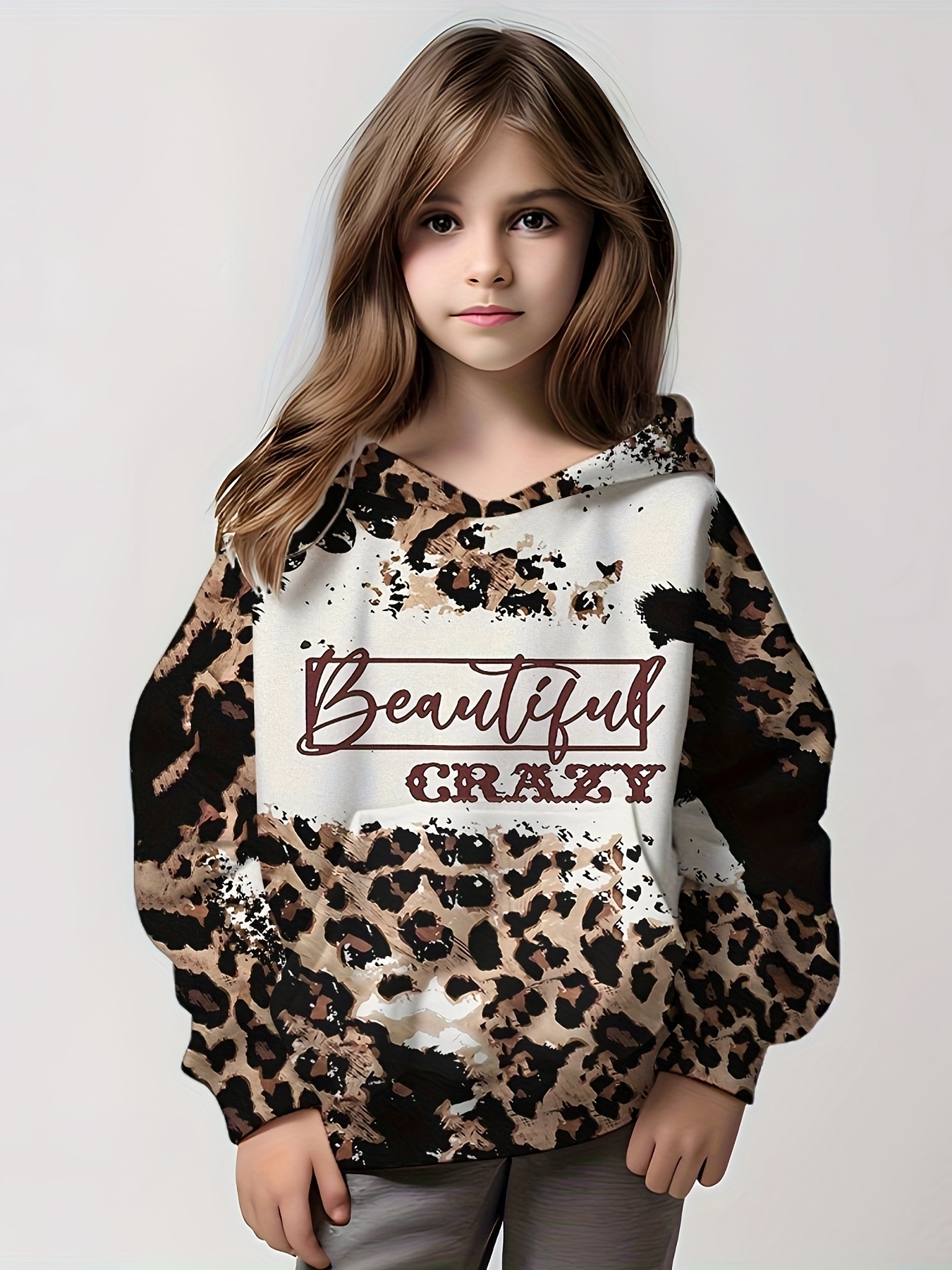 Beautiful Crazy Print Leopard Print Hoodies Girls Comfy - Temu Ireland