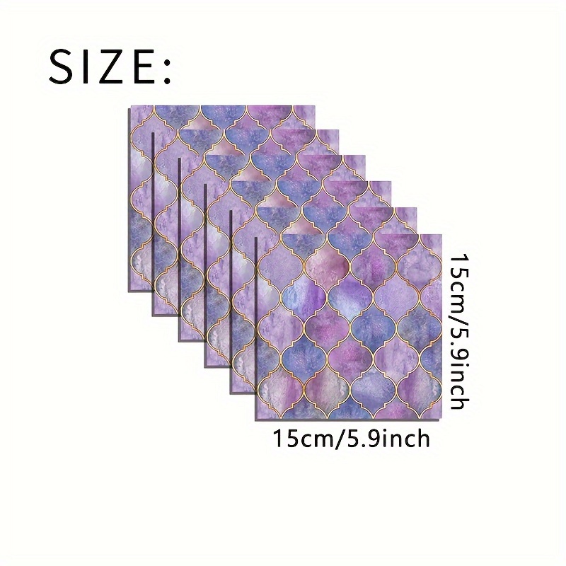 6pcs Colorful Purple Fish Scale Shape Tiles Stickers Kitchen - Temu ...