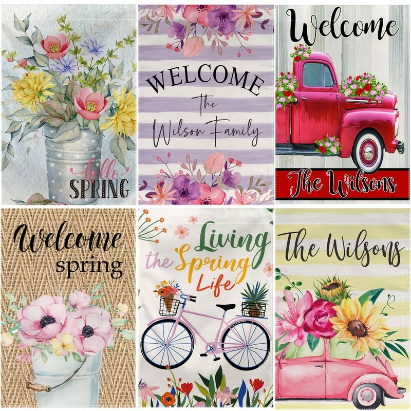 1pc Welcome Spring Garden Flags Double Sided 12x18 Inches Yard Flags