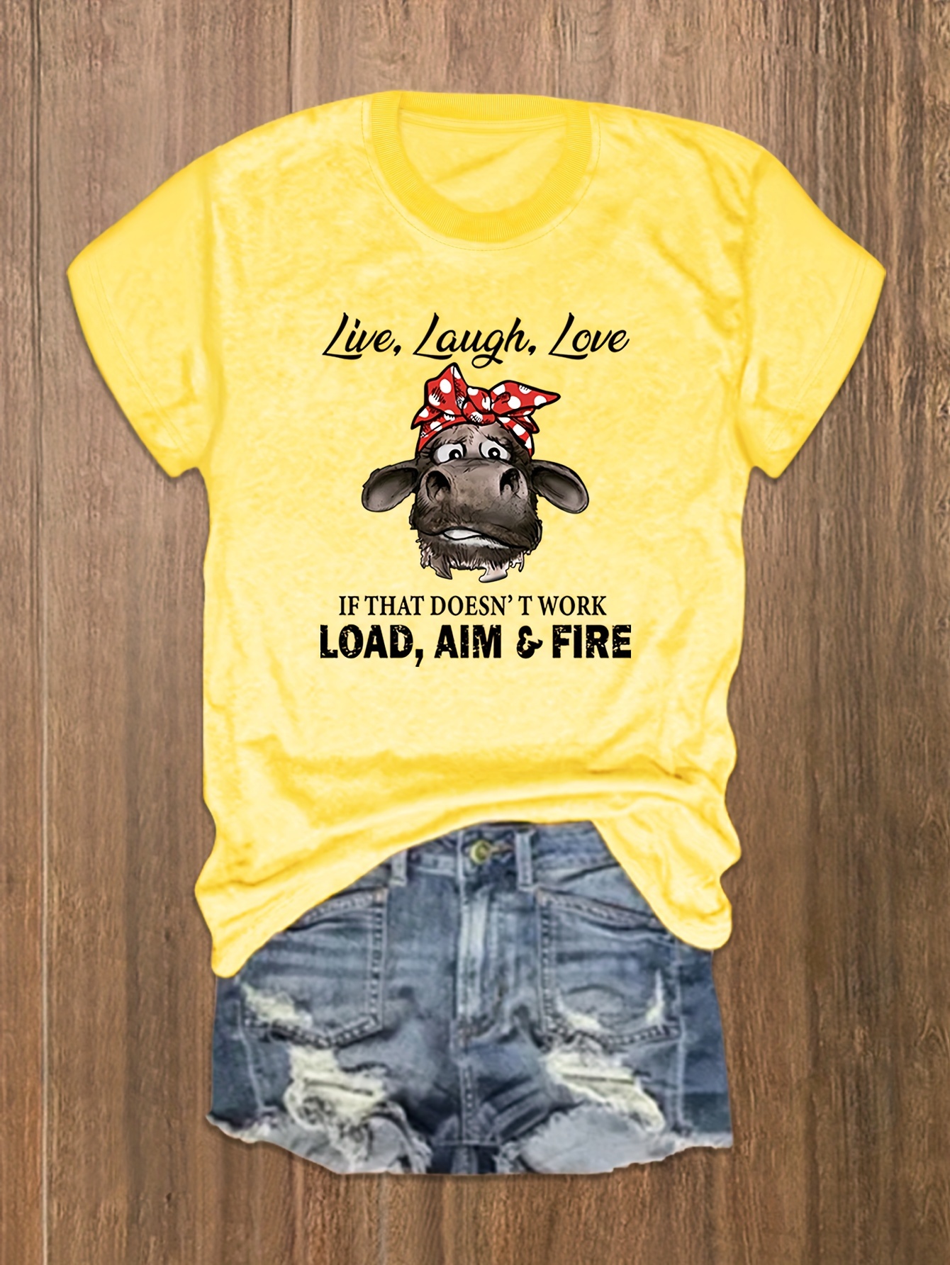 Casual T shirt Plus Size Women s Plus Funny Cow Slogan Print - Temu ...