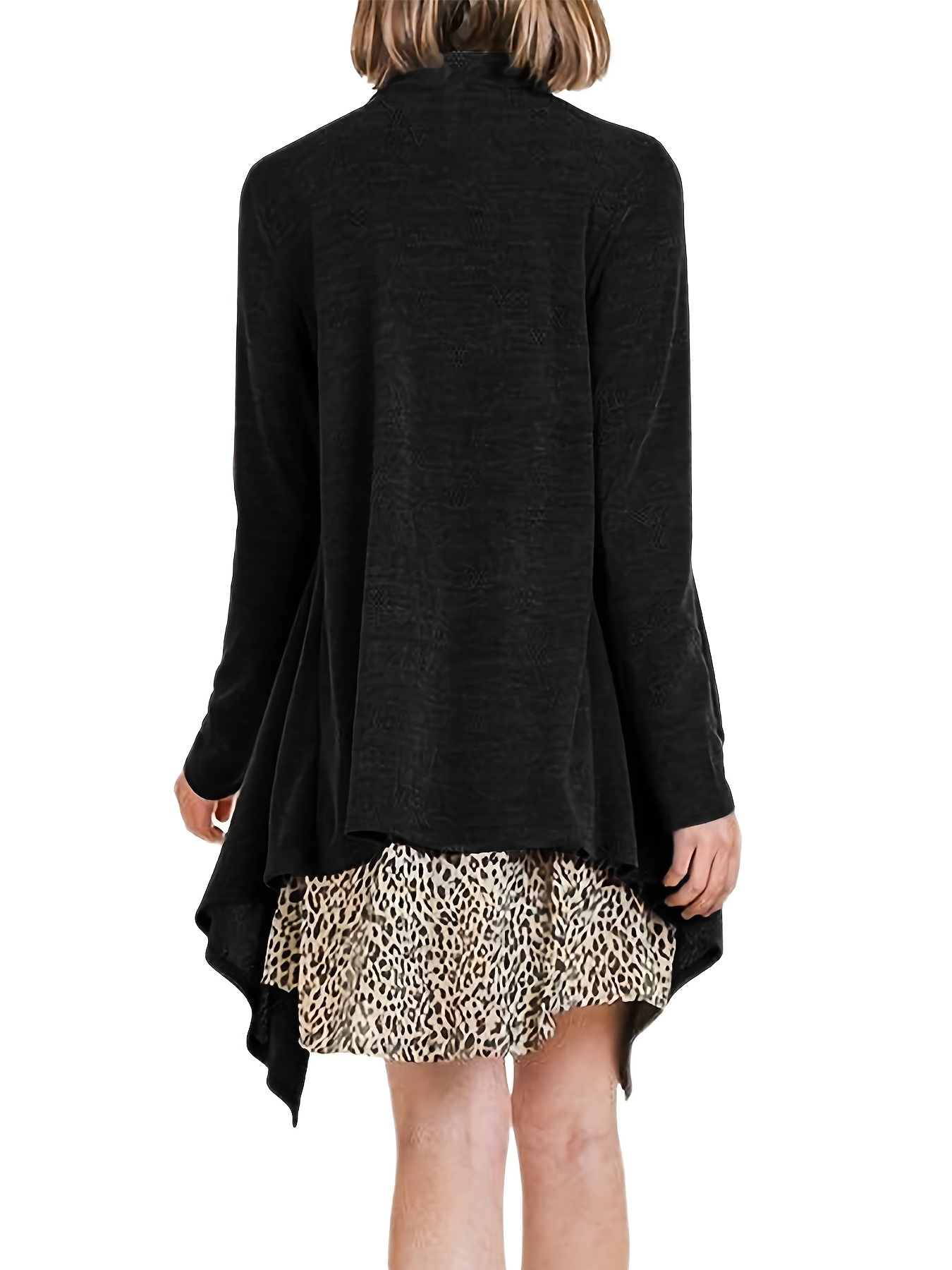 Open Front Draped Hem Cardigans, Casual Drop Shoulder Long Sleeve Fall ...