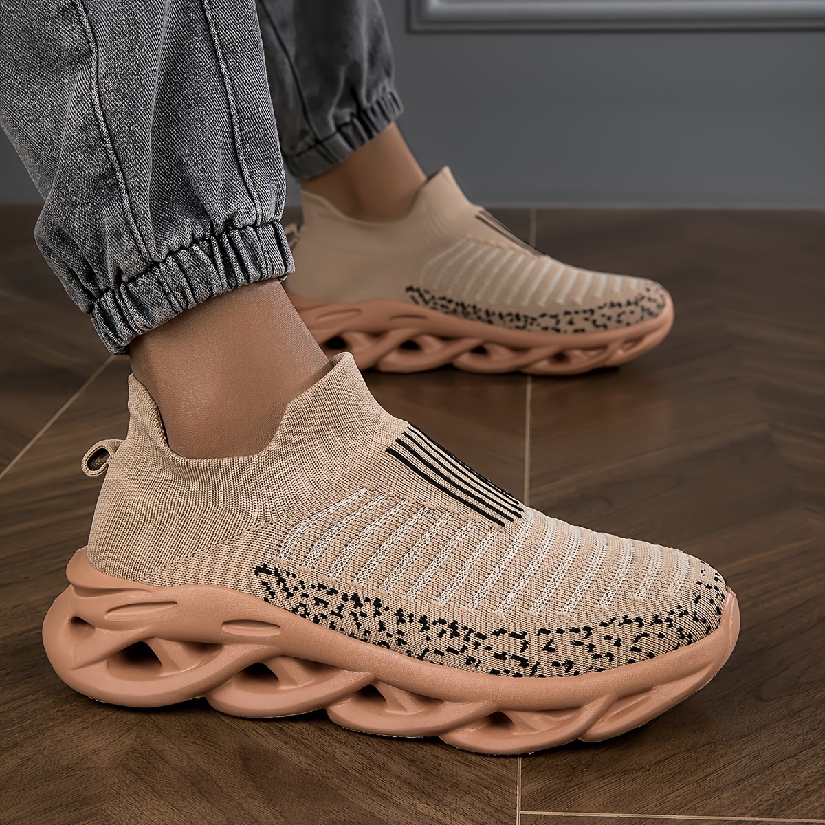 Plus Size Men's Trendy Solid Woven Knit Breathable Sock - Temu United ...