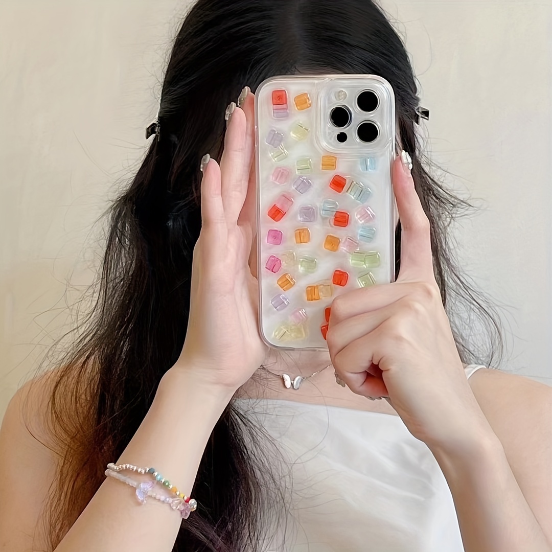 1pc Phone Case With Colored Candy Square Graphic Anti Fall For Iphone ...