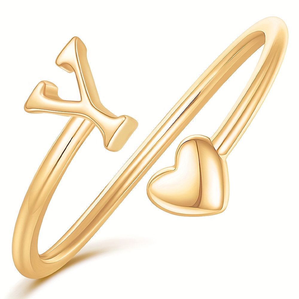 Heart shaped First Letters Ring Female Gold Plating First - Temu Denmark