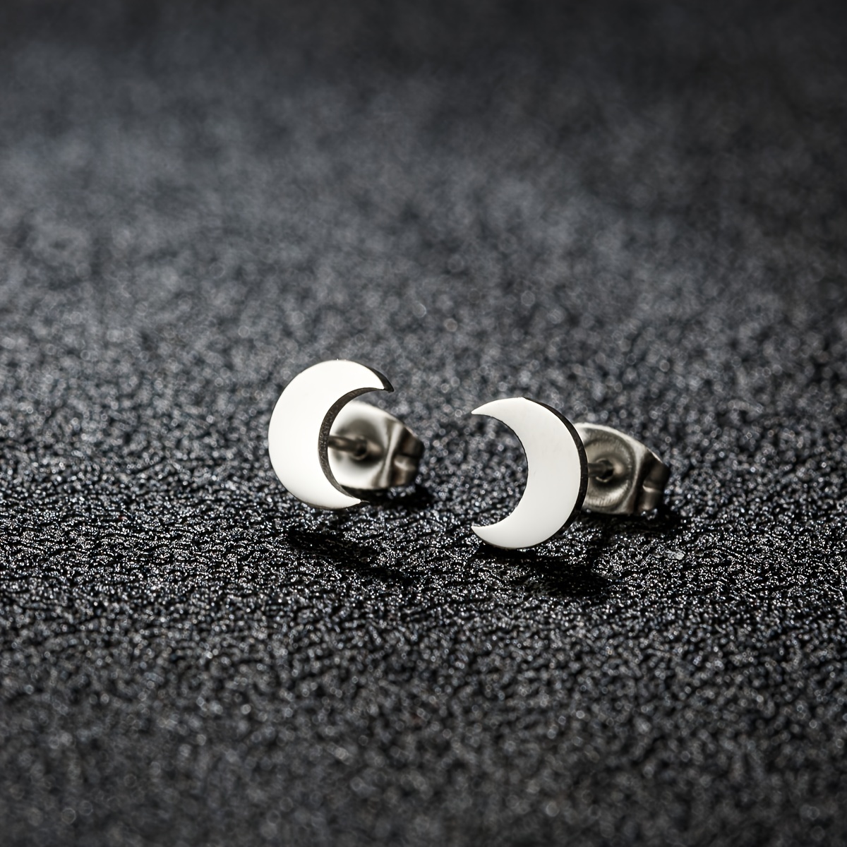 Stainless Steel Simple Moon Crescent Ear Studs Party Gifts - Temu ...