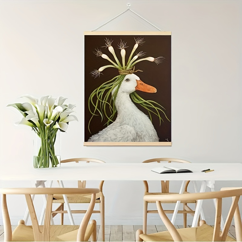 Wooden Frame Big White Duck Wall Poster Parsnip Duck Art - Temu Canada