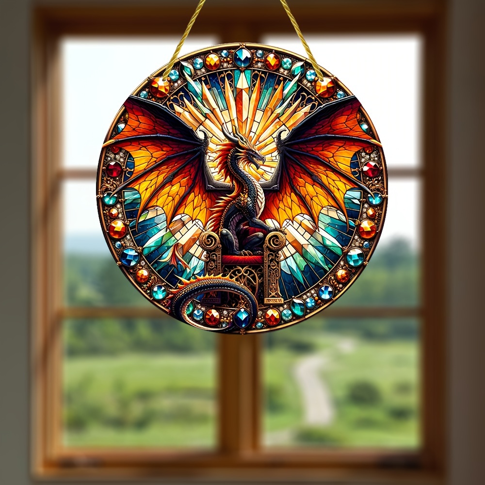 Dragon Throne Sun Catchers Faux 3d Style Stained Acrylic - Temu