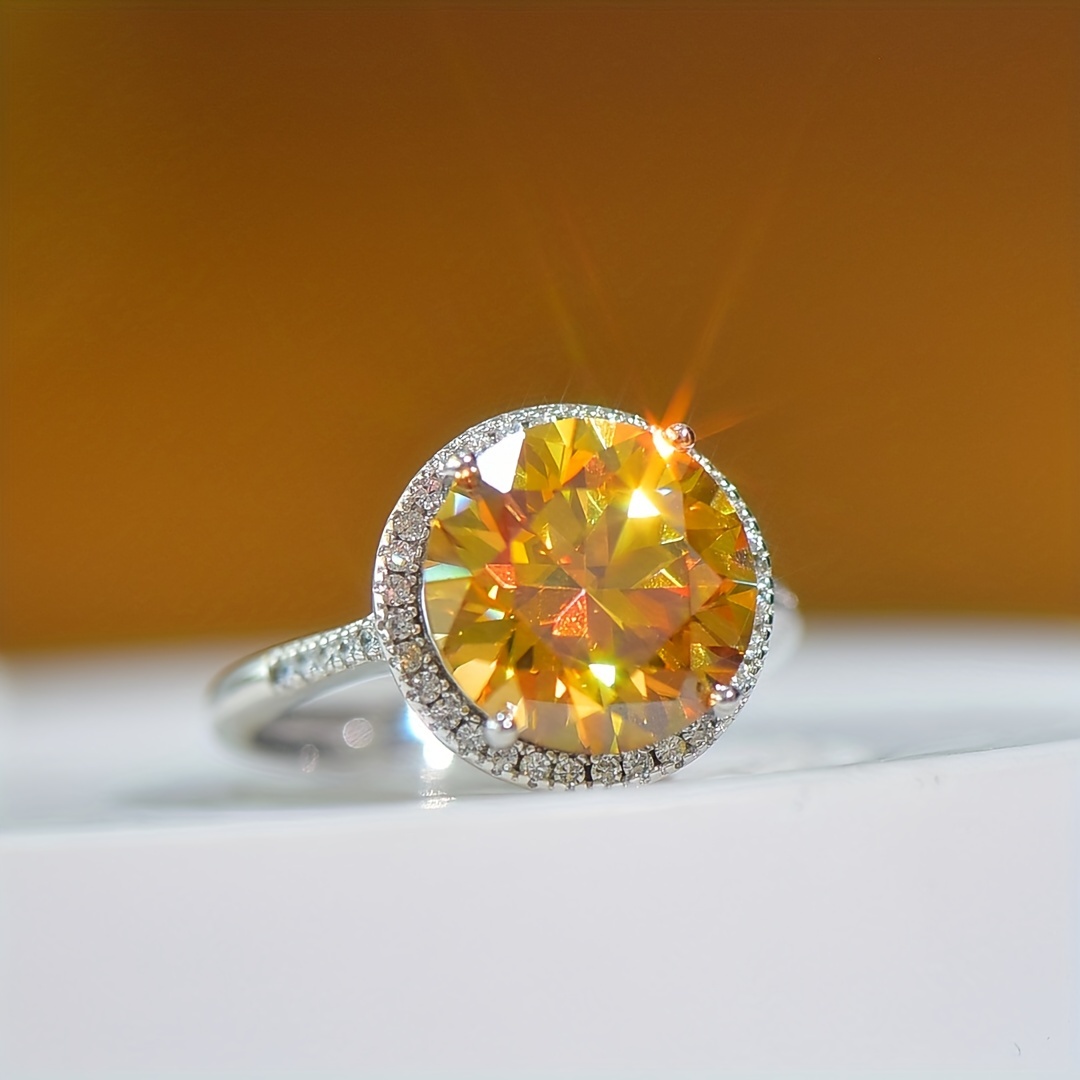 1/2/3 Fashion Yellow Round Moissanite Rings Anniversary - Temu Denmark