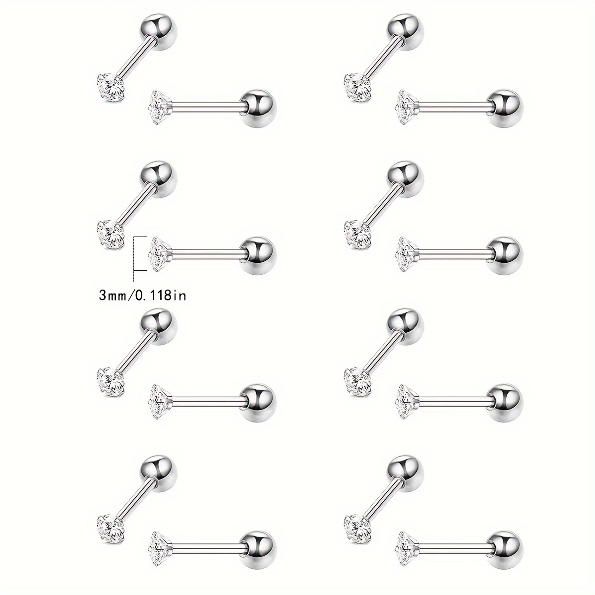 Cartilage Ear Studs Cubic Zirconia Stud Earrings - Temu Portugal