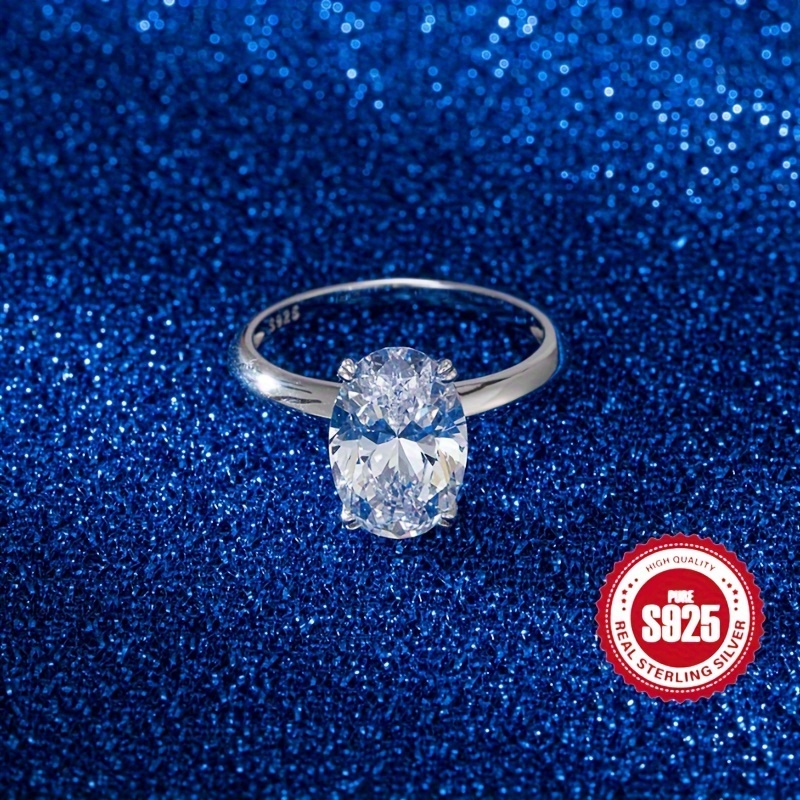 1pc Anello Ovale In Zircone Puro In Argento S925 - Temu Italy