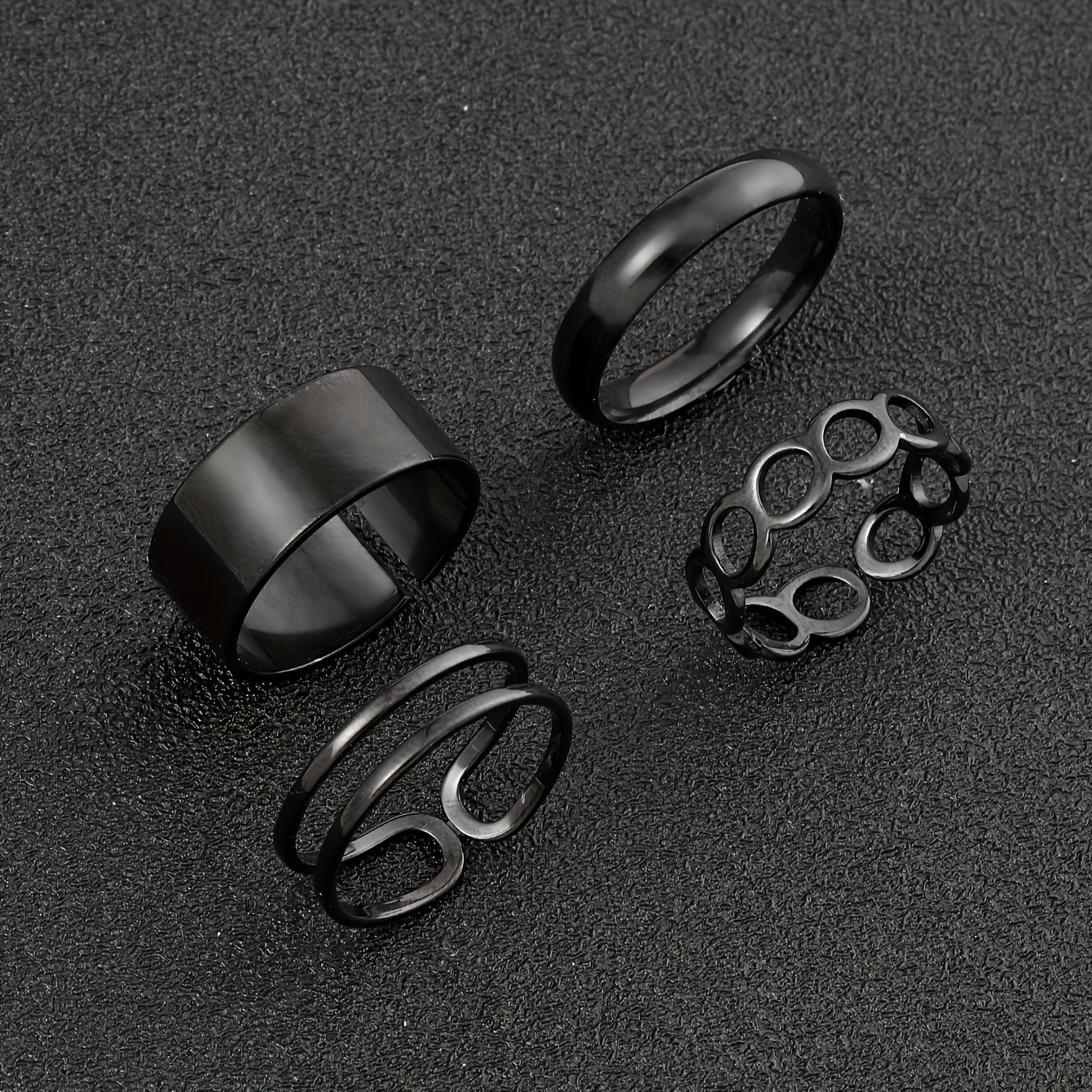 Fashionable 316 Stainless Steel Men's Ring Sets Multiple - Temu Ireland