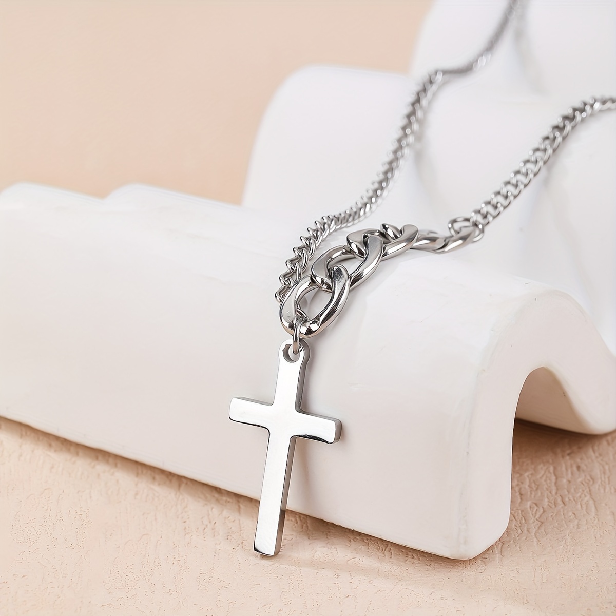 Vintage Trendy Cross Stainless Steel Necklace Street Rock - Temu United ...